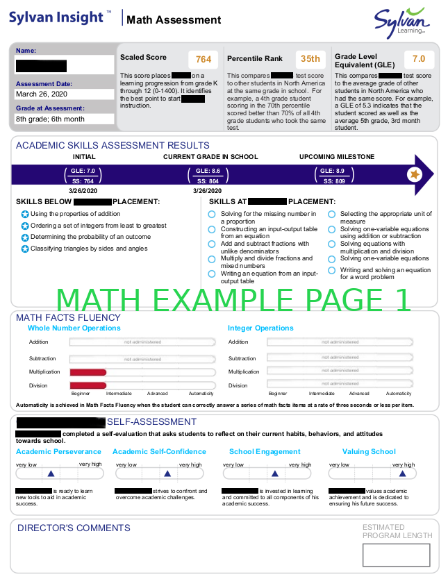 Writing Assessment (Sylvan Insight). – Sylvan Learning Tutoring Plus S ...